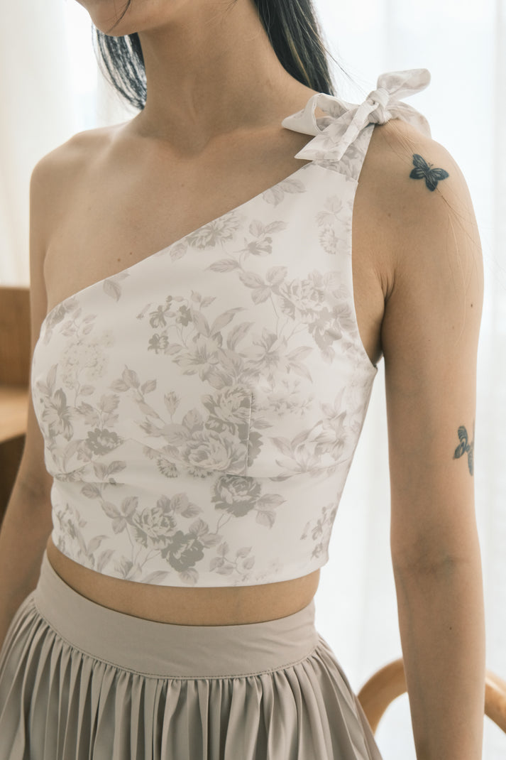 Fion Padded Ribbon Toga Top (Khaki Floral) – CHAIER